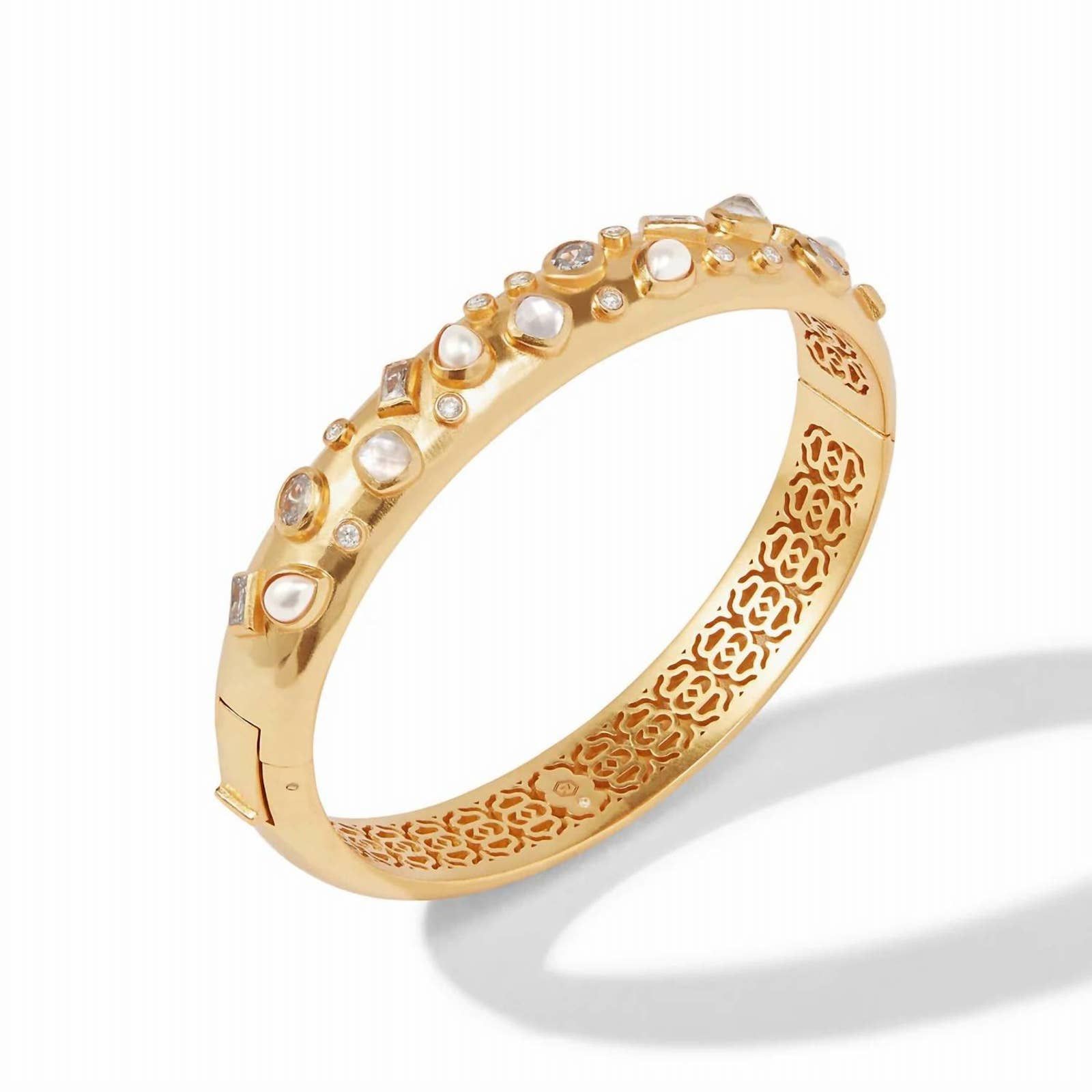 Designer JULIE VOS Antonia Mosaic Hinge Bangle In Iridescent Clear ...