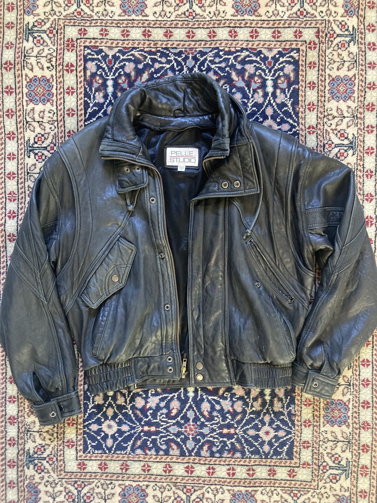 Genuine Leather × Pelle Pelle × Vintage Pelle studios double collar leather bomber jacket | Grailed