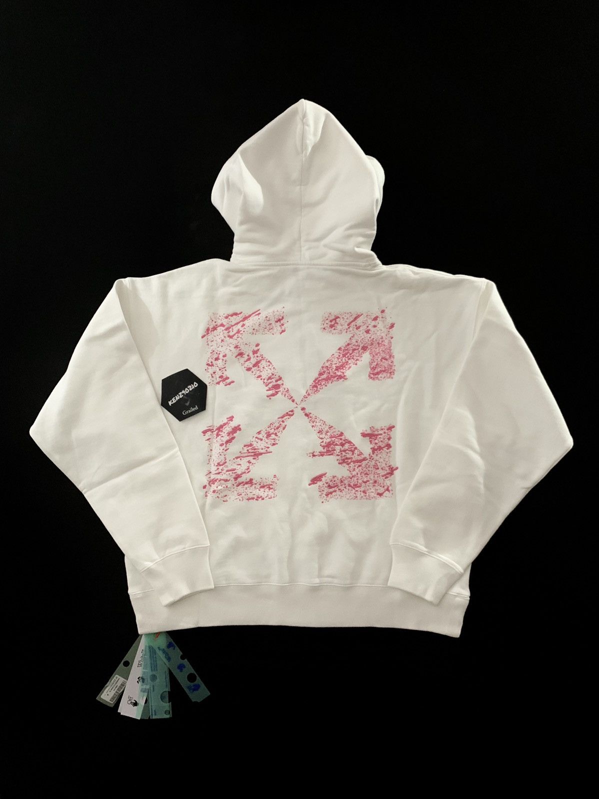 Off-White Off White Pink Paint Splatter Arrow Hoodie | Grailed