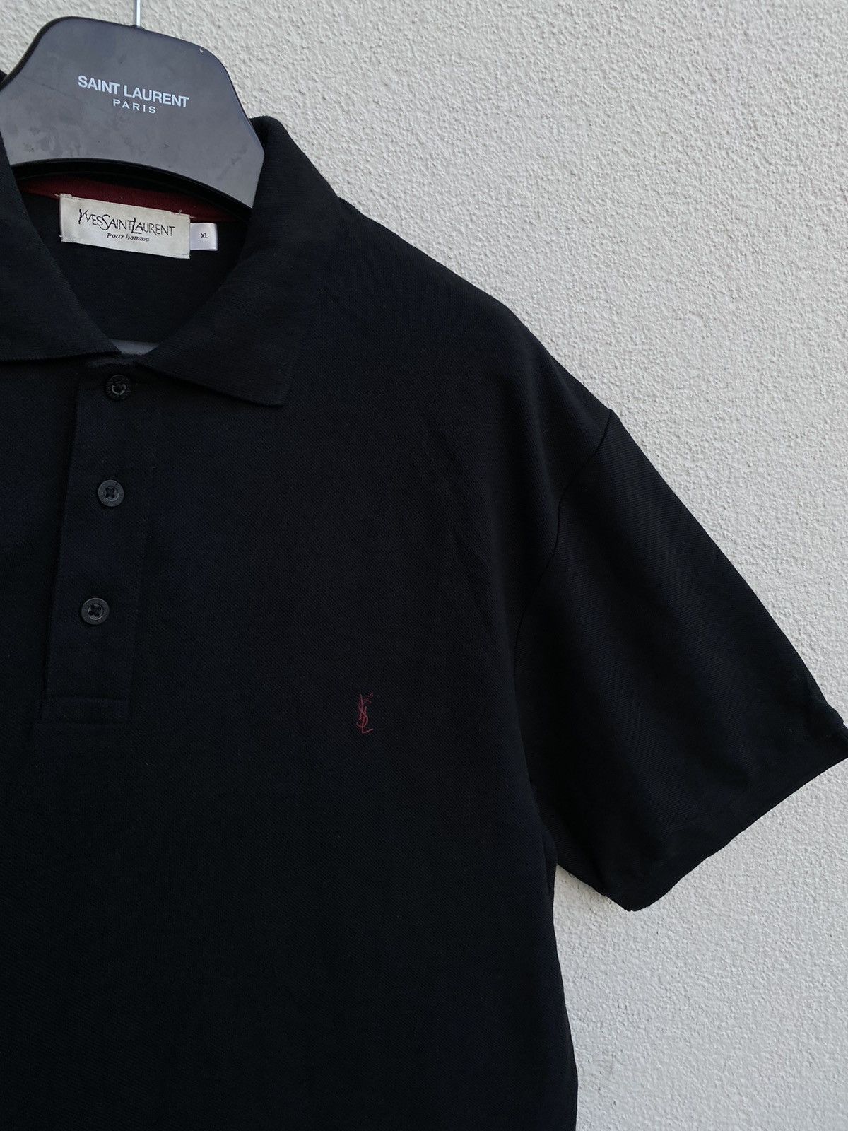 Vintage × Yves Saint Laurent Black YSL Polo Shirt YSL Tee YSL Shirt ...