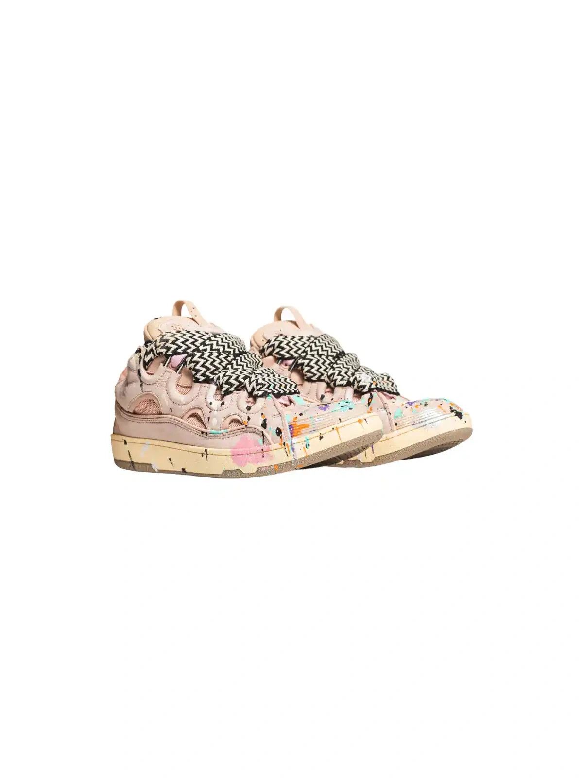 Lanvin Lanvin x Gallery Dept. Paint Splatter Curb Sneakers Pink | Grailed