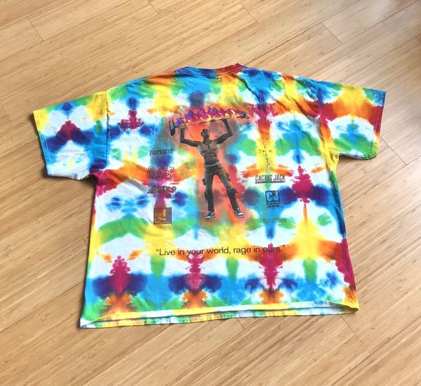 Travis Scott Fortnite Guy Travis Scott rage emote tie dye tee shirt ...