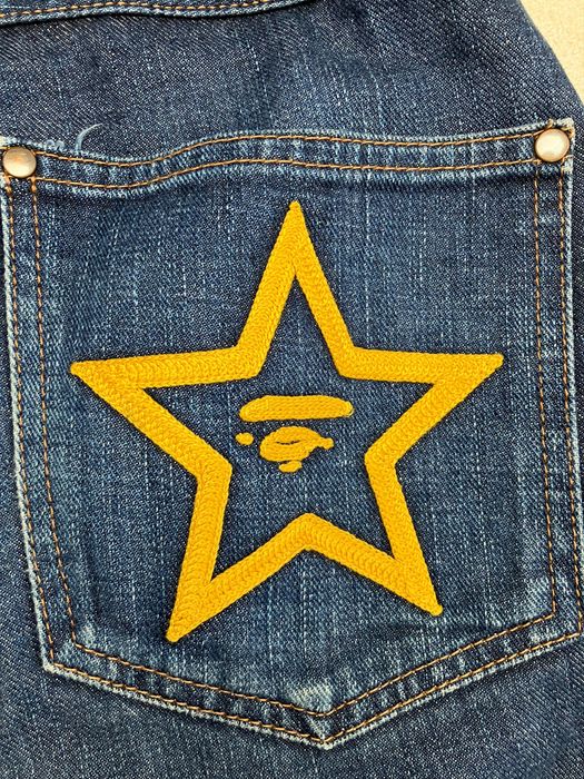 Bape Bape Blue Denim Bapesta Star Ape Face Yellow Embroidery | Grailed