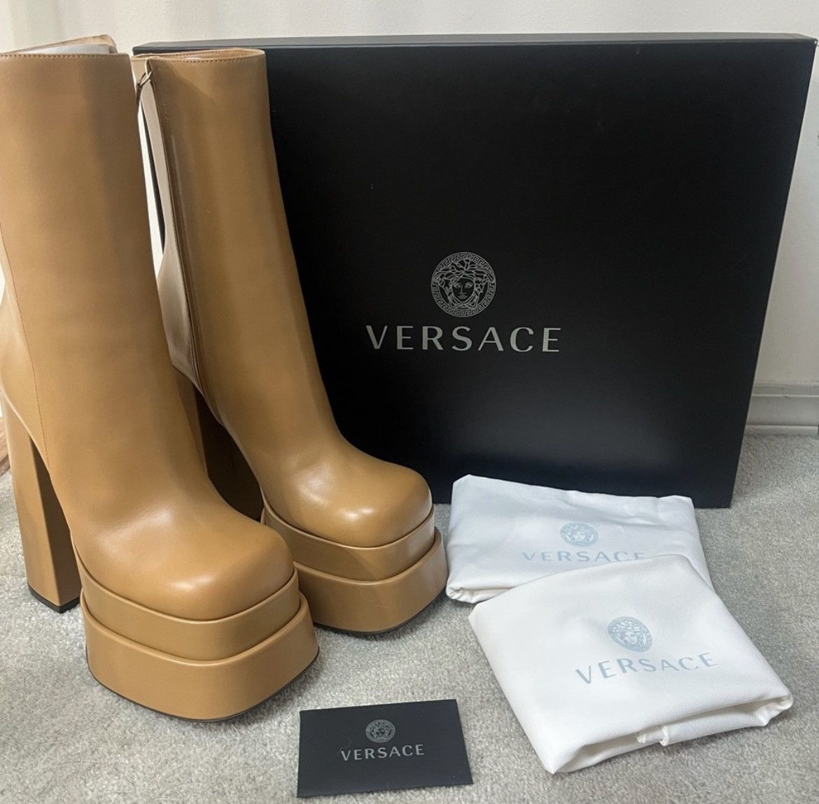 Versace Versace Tan Platform Boots | Grailed