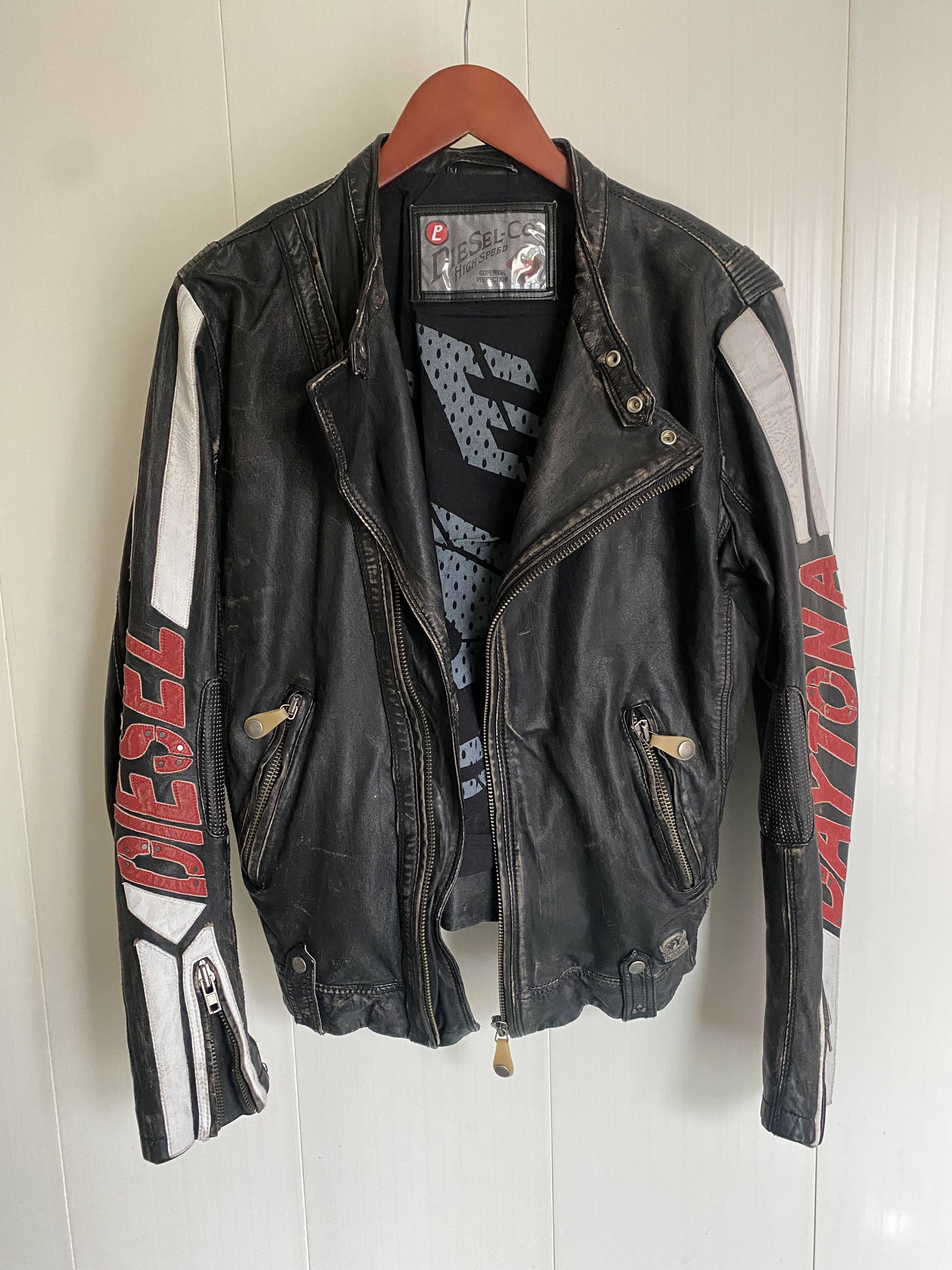 Diesel × Leather Jacket × Vintage Rare💥Diesel Daytona Fla Vintage ...
