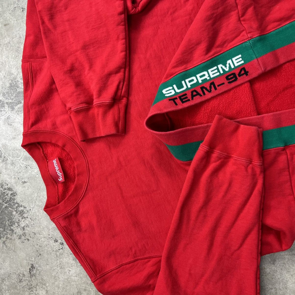Supreme Supreme Rib Stripe Crewneck Team-94 Red | Grailed