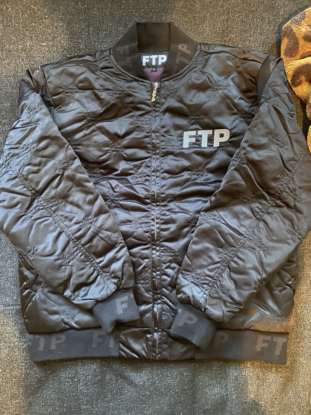 Fuck The Population FTP Quilted Satin Bomber Jacket (Black) size Small ...