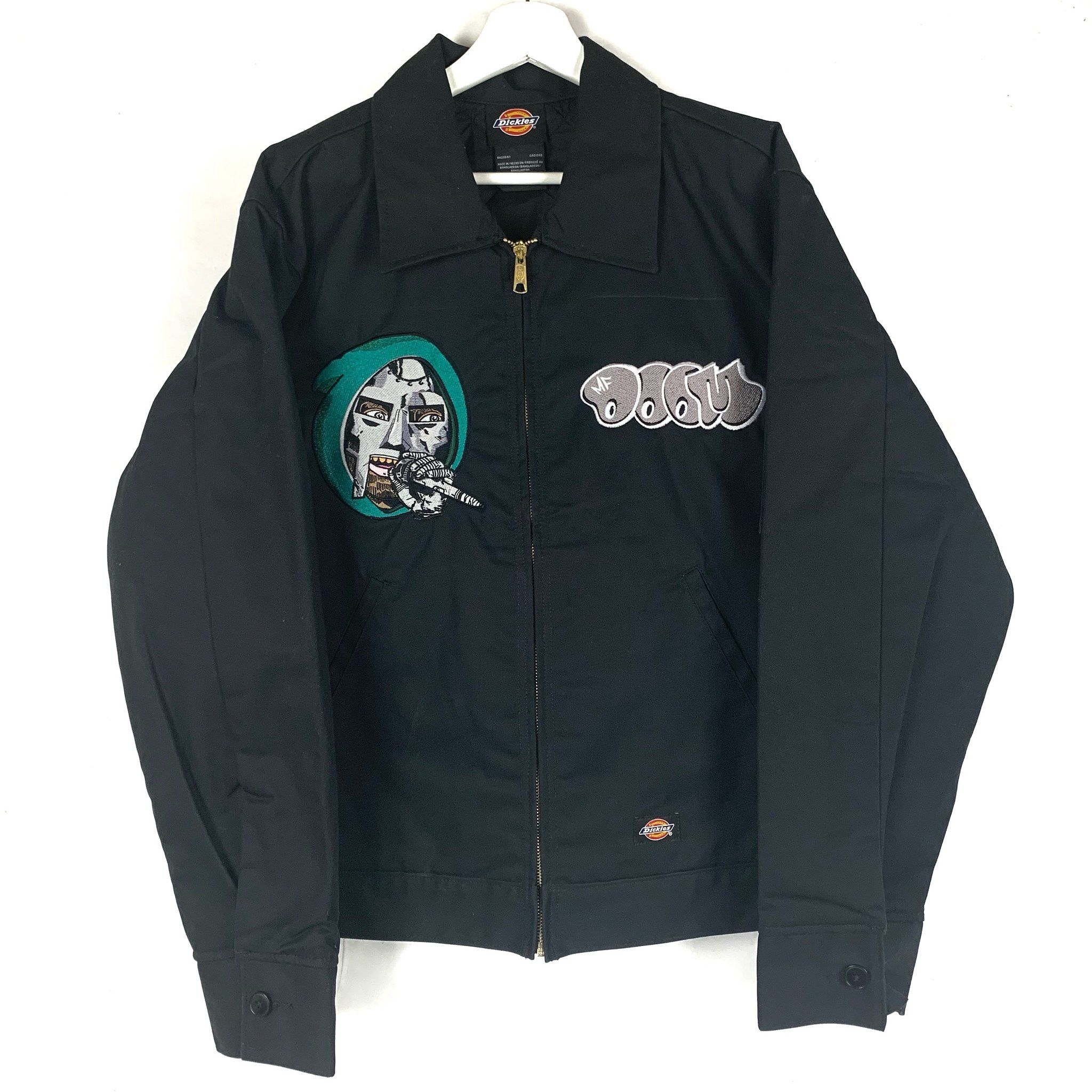 Custom 💚 MF DOOM Embroidered Doomsday Black Workwear Jacket | Grailed