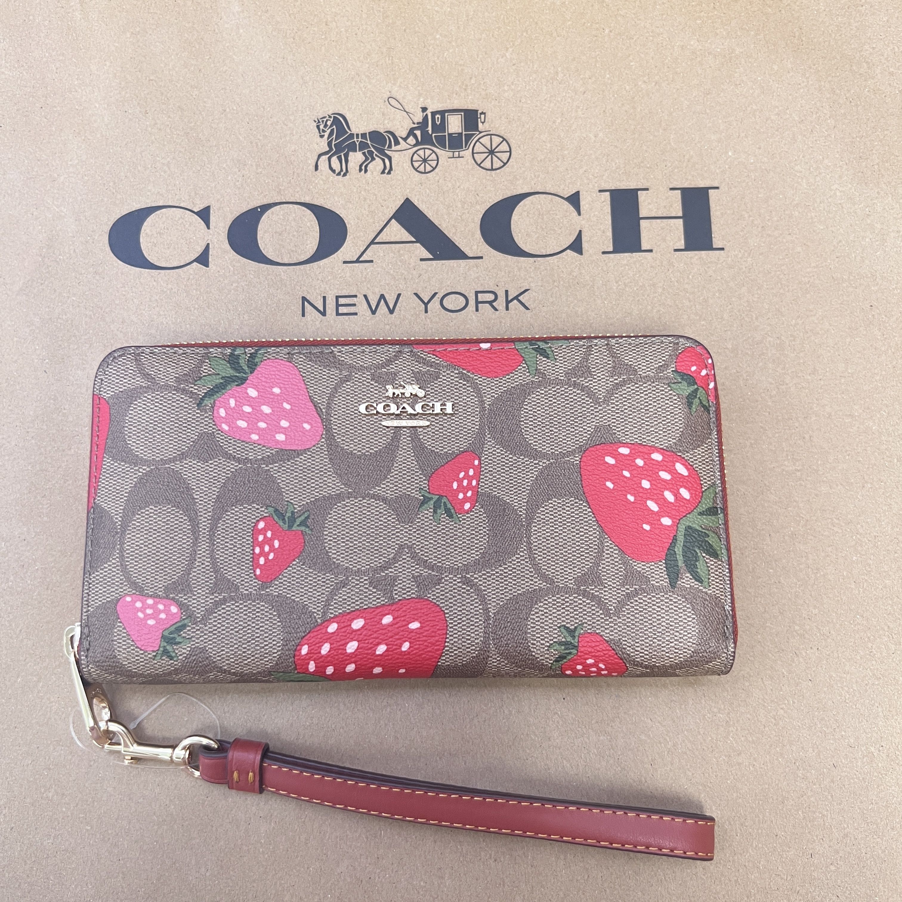 Coach coach Long Zip Around Wallet With Wild Strawberry Print | Grailed
