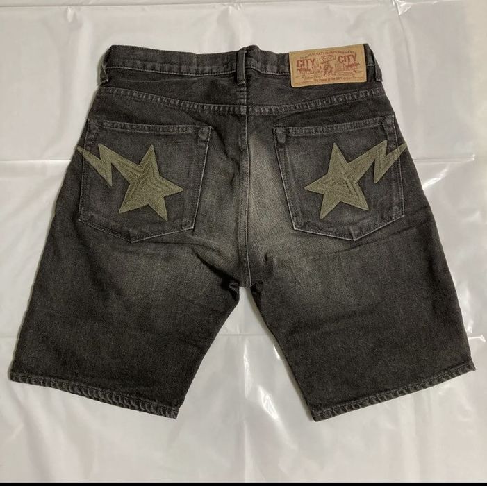 Bape Bapesta Denim Shorts | Grailed