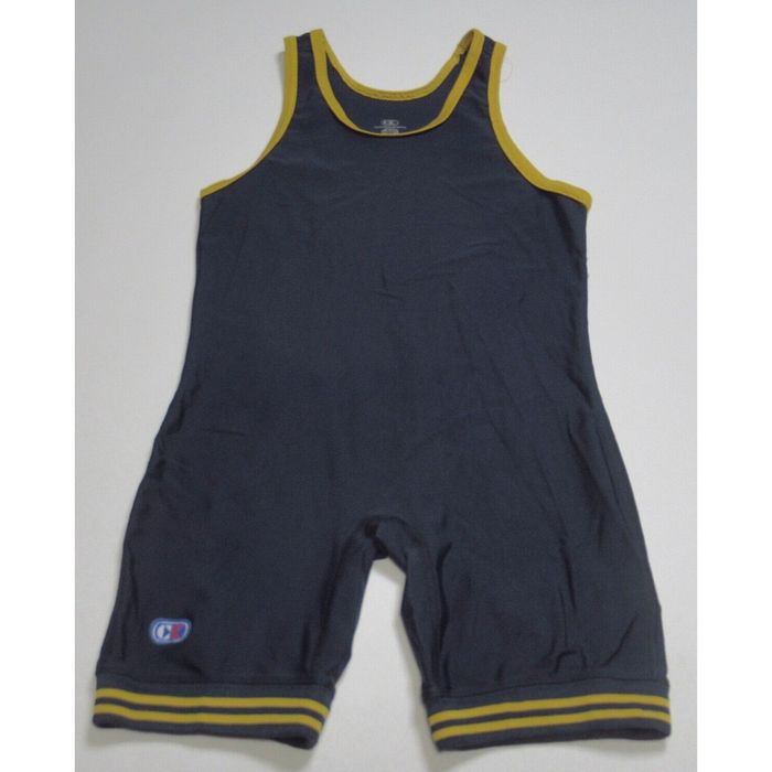 Generic Vintage Cliff Keen Wrestling Singlet navy Blue Yellow Adult ...