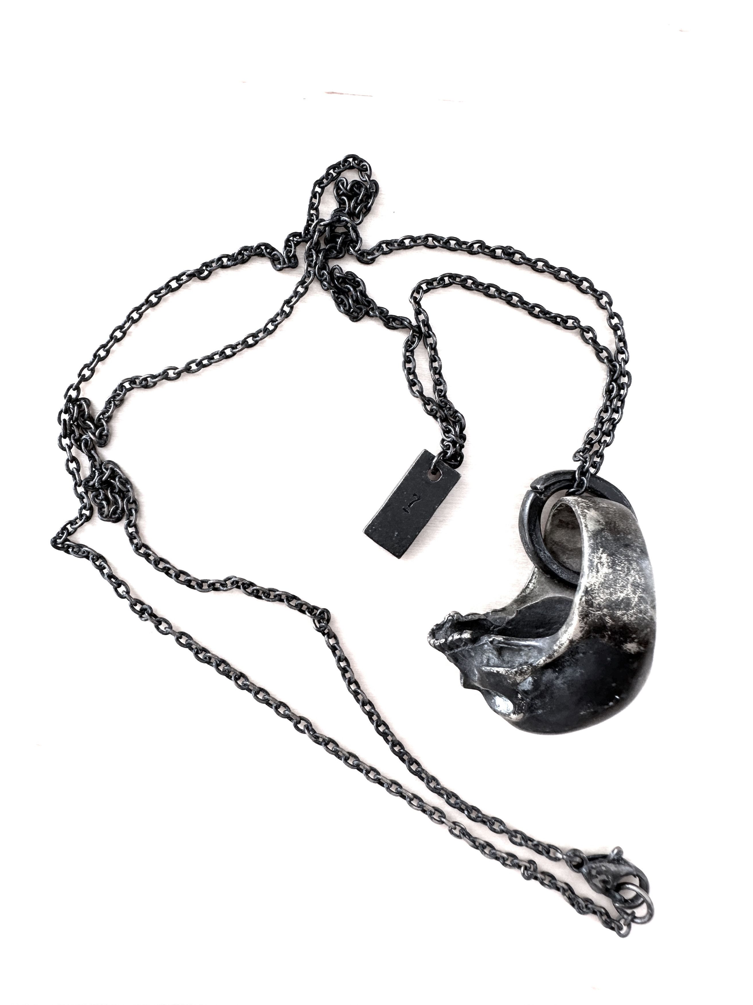 Julius A/W 2008 "Skull" Ring & Chain Blackened Bronze Pendant | Grailed