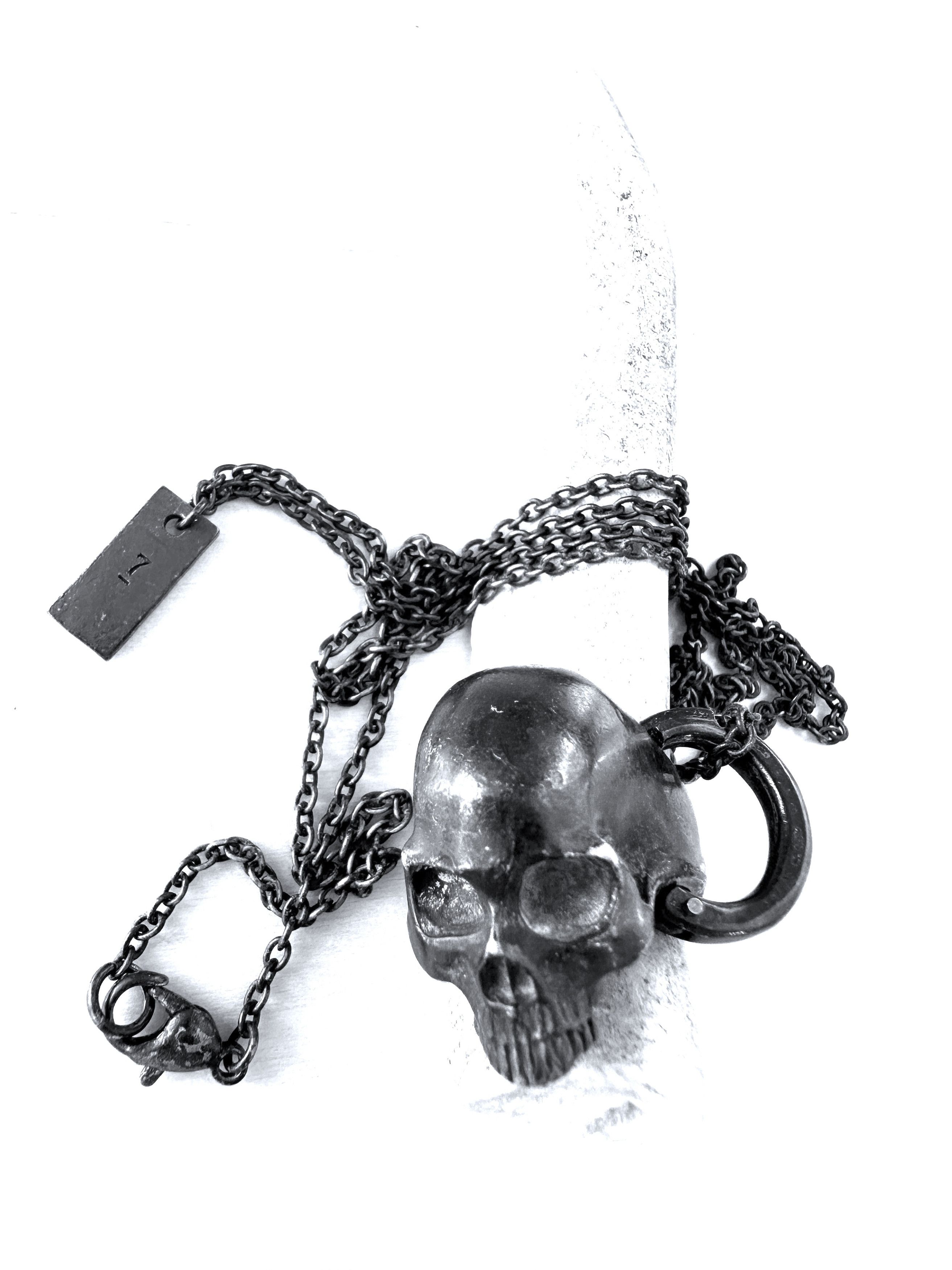 Julius A/W 2008 "Skull" Ring & Chain Blackened Bronze Pendant | Grailed