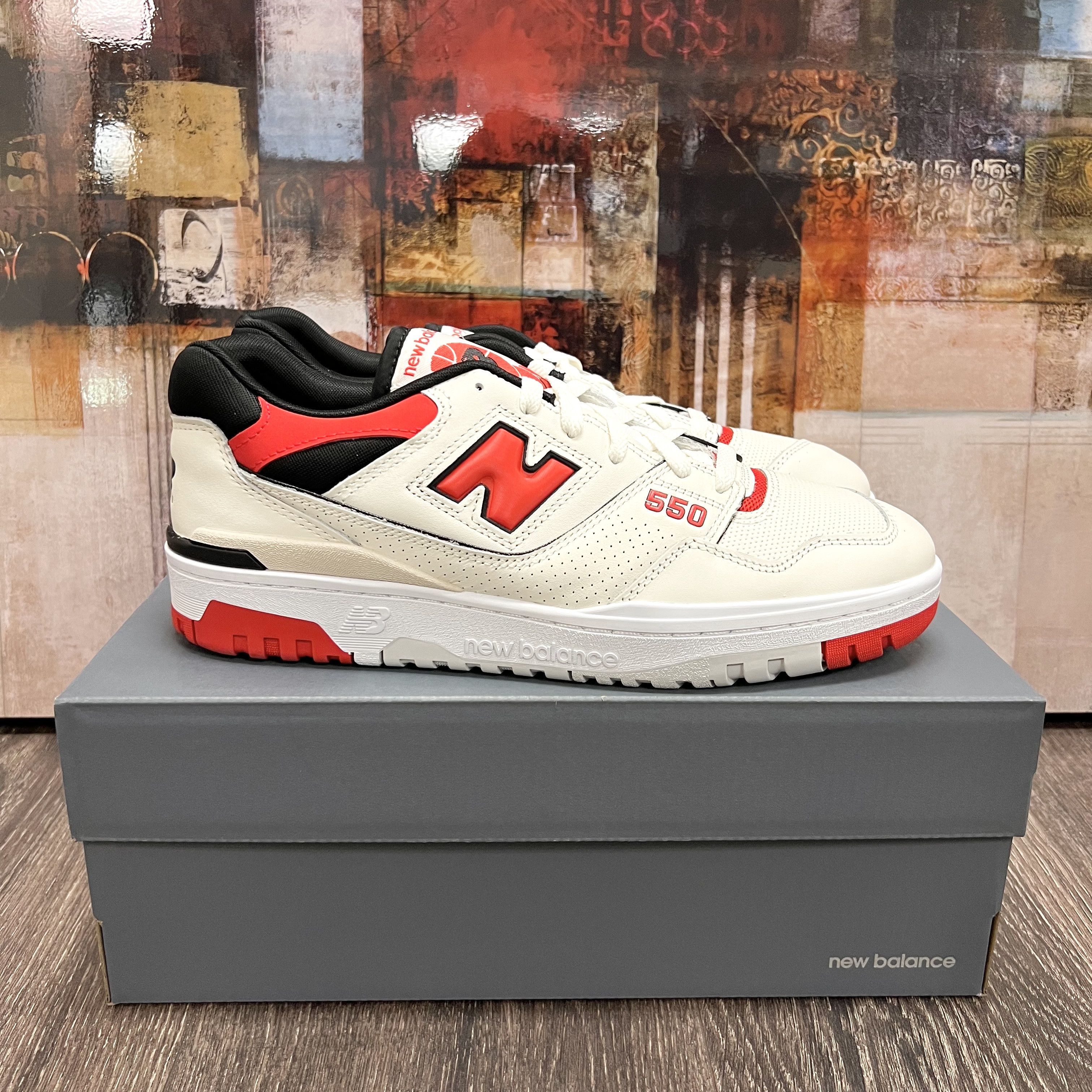 New Balance New Balance 550 Sea Salt / True Red / Black Leather NB550 ...