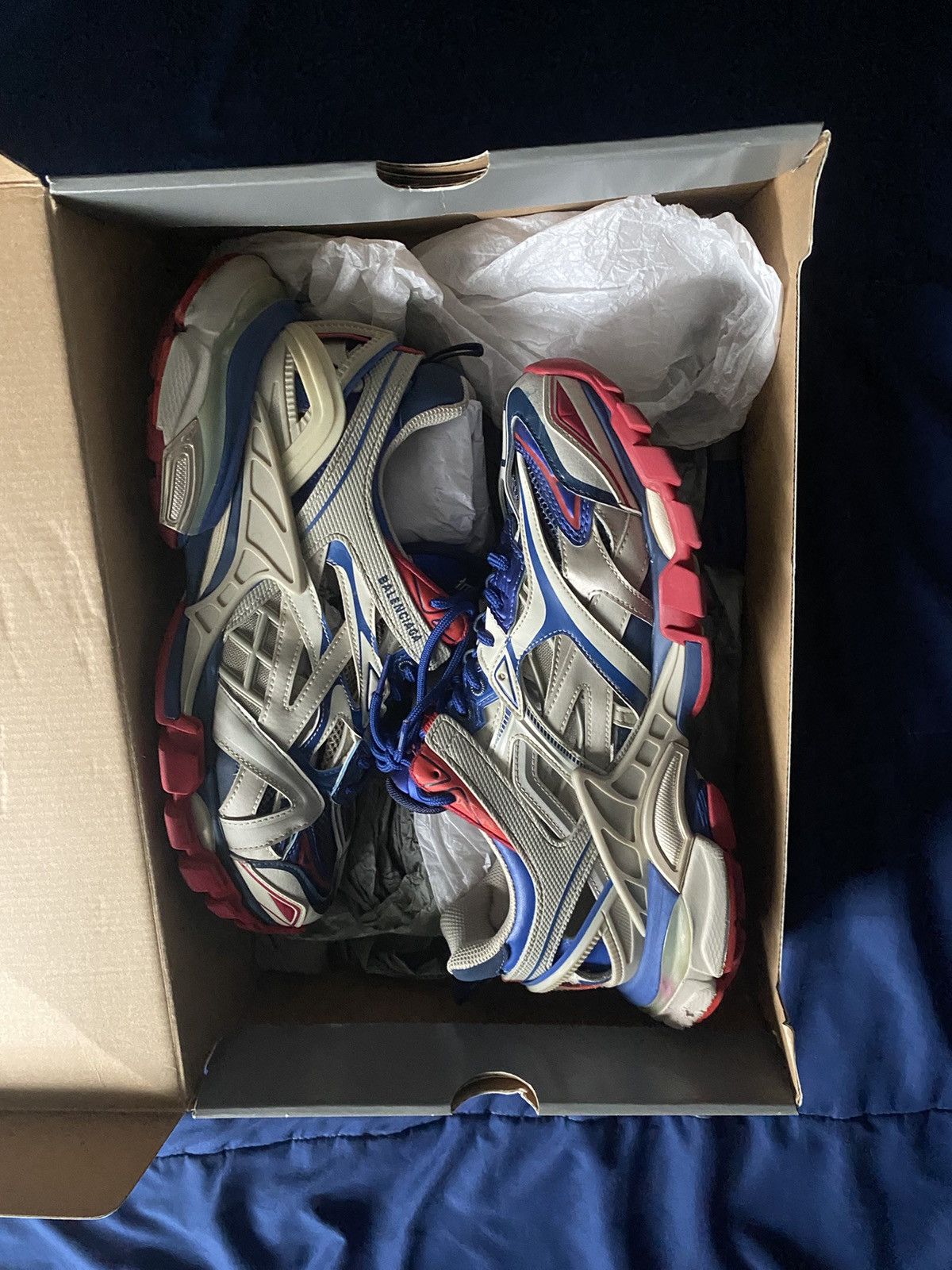 Balenciaga Balenciaga track runners 2.0 Grey/Red/Blue | Grailed