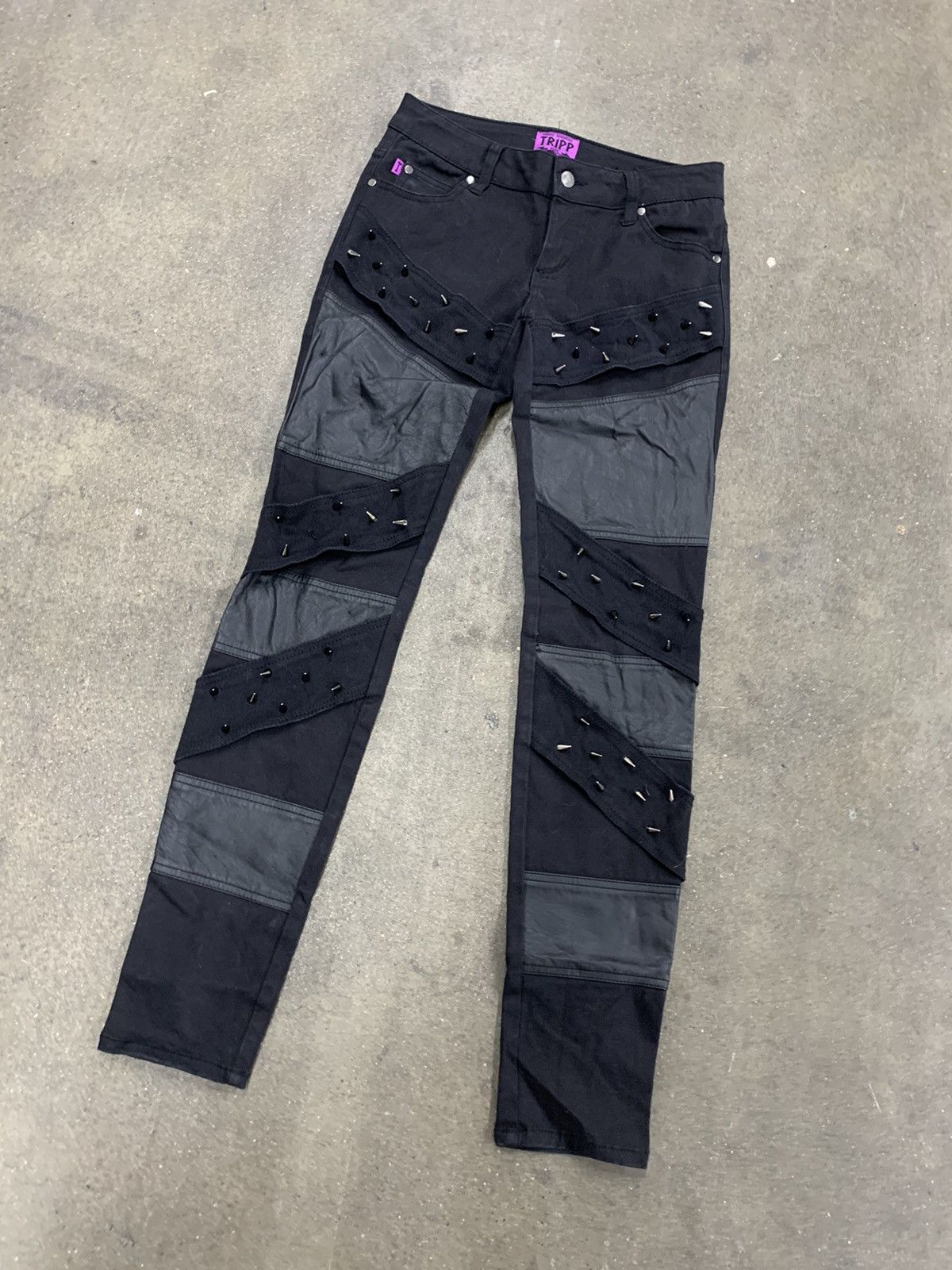 Jean × Leather Jacket × Military Vintage Tripp Spike Studded Leather ...