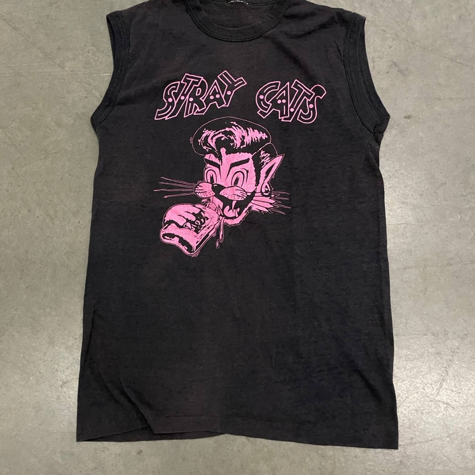 Vintage Vintage 1980s Stray Cats men small greaser muscle car speed ...