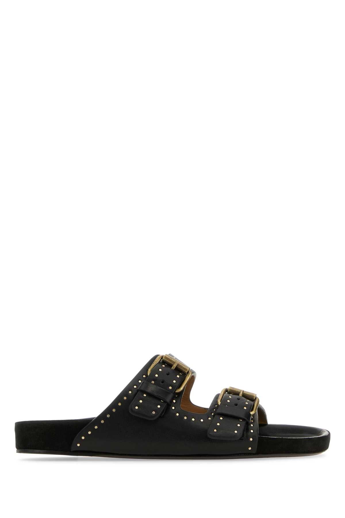 Isabel Marant Black Leather Lennyo Slippers | Grailed