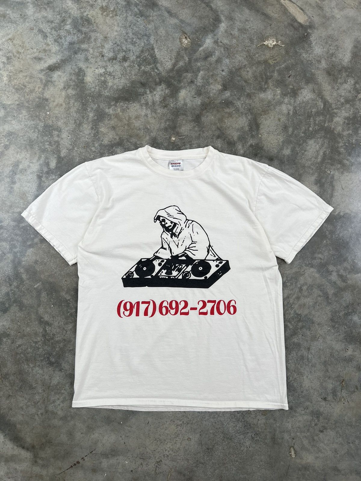 917 × Call Me 917 × Know Wave OG Call me 917 x Know Wave DJ Grim Reaper Tee White Large | Grailed