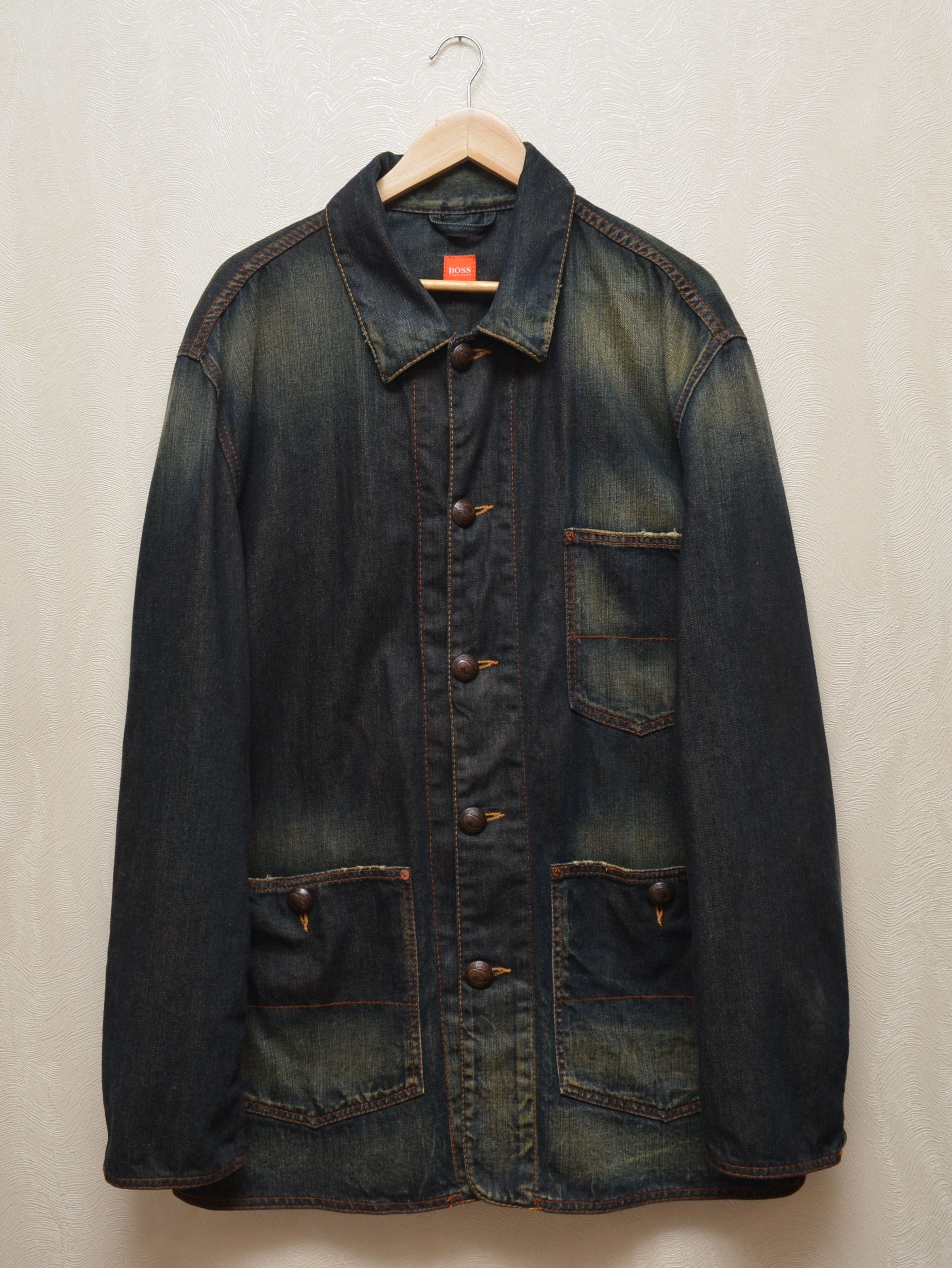 Denim Jacket × Hugo Boss × Vintage Hugo Boss Orange Label Dark Wash ...