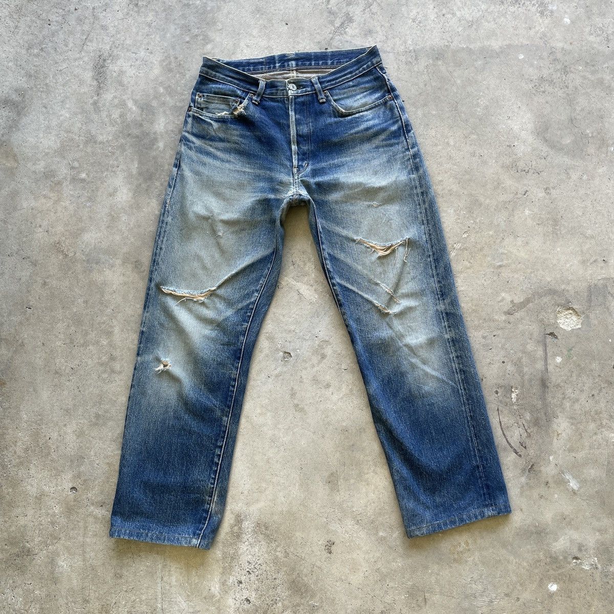 Distressed Denim Vtg Iron HR Market X Blue Blue Japan Faded Selvedge ...