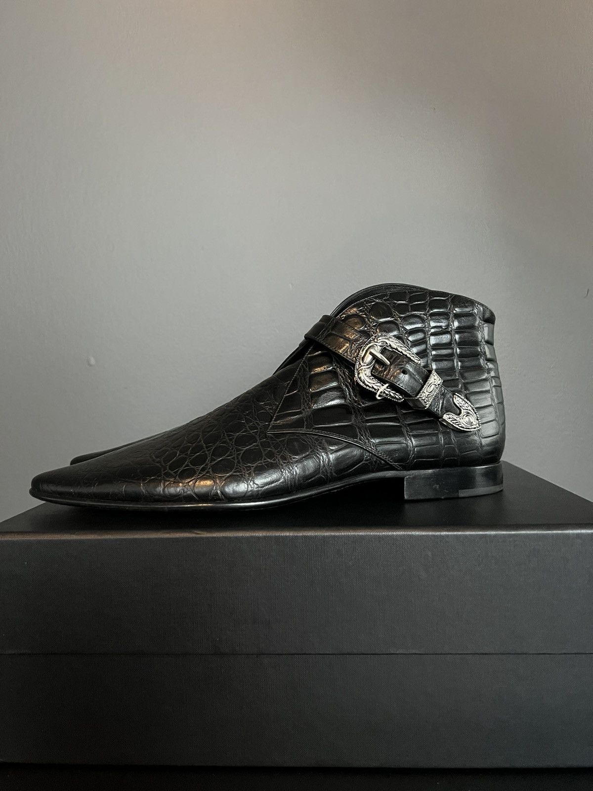 Celine 🔥RARE🔥 Saint Laurent Dixon Croc Leather Ankle Boots | Grailed