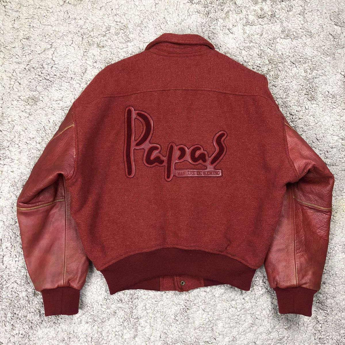 Vintage Vintage Papas Wool Leather Varsity Jacket | Grailed