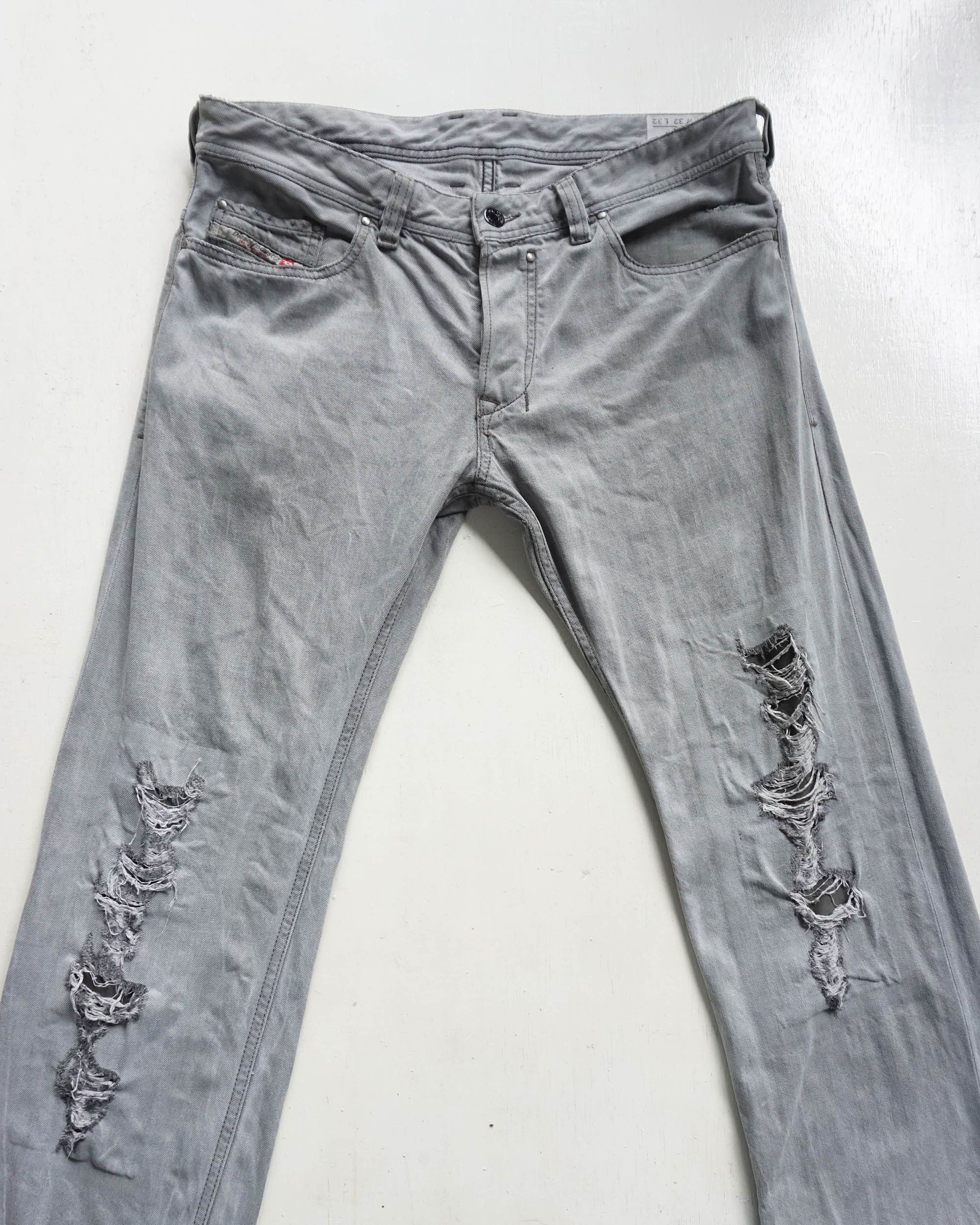 Diesel DIESEL Low Rise Ripped Grey Button Fly Jeans | Grailed