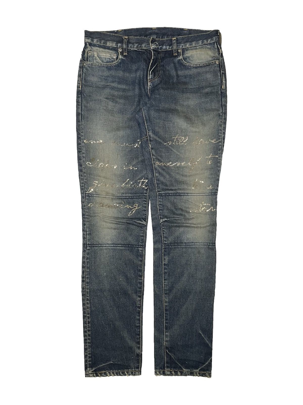 Undercover AW10 Undercover “Avakareta Life” Sequin Poem Denim Jeans ...