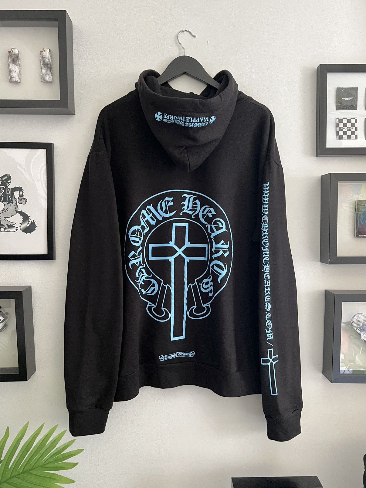 Chrome Hearts × Vintage ELECTRIC BLUE CROSS PULL OVER HOODIE | Grailed