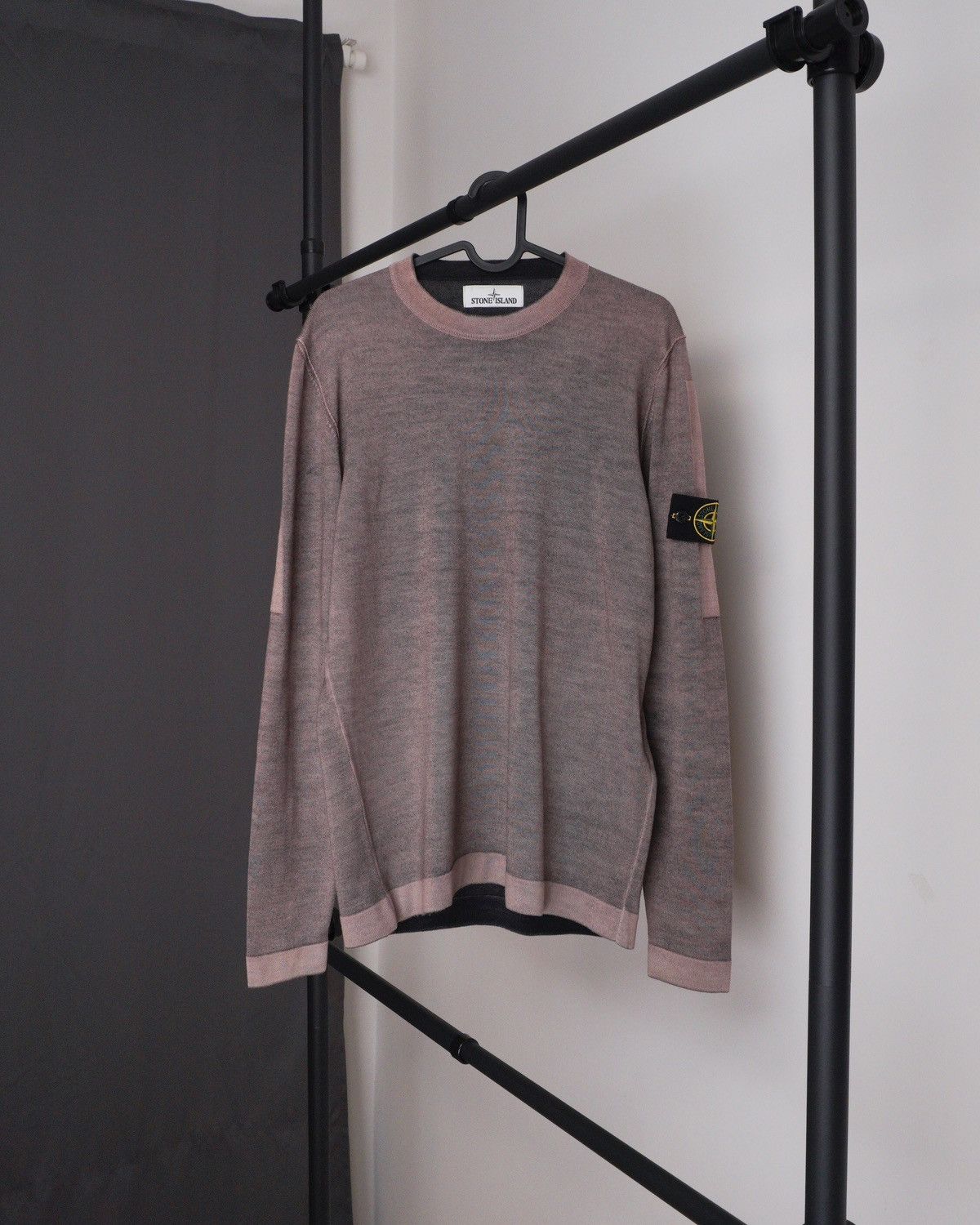 Stone Island Stone island double color effect lana wool crew sweater ...