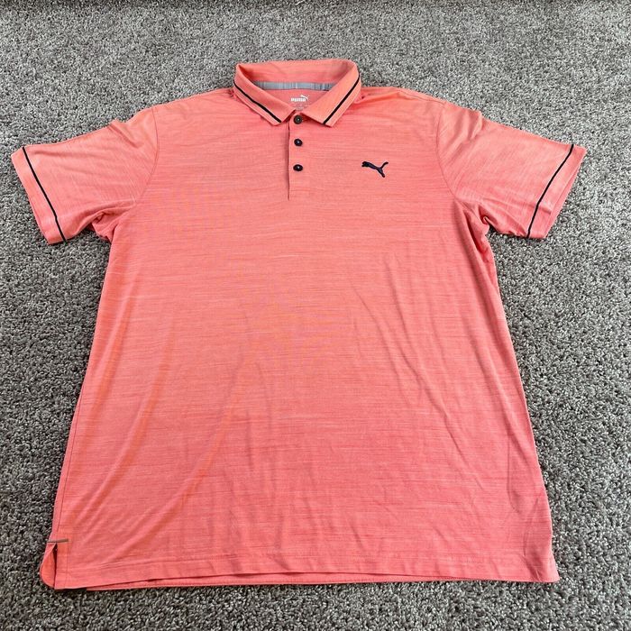 Puma Puma Polo Shirt Adult Large Orange Golf Golfer Rugby Mens B17 ...