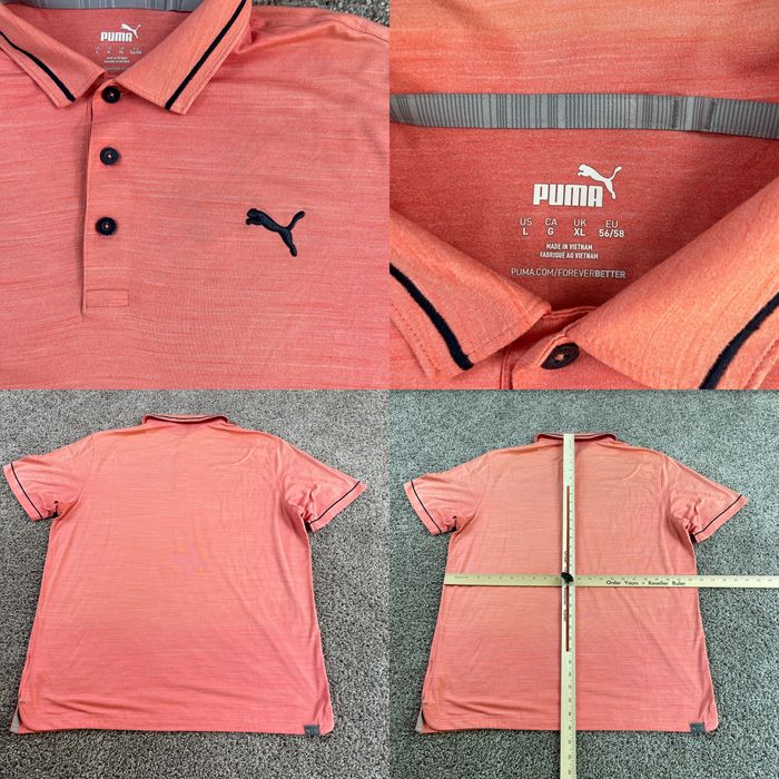 Puma Puma Polo Shirt Adult Large Orange Golf Golfer Rugby Mens B17 ...