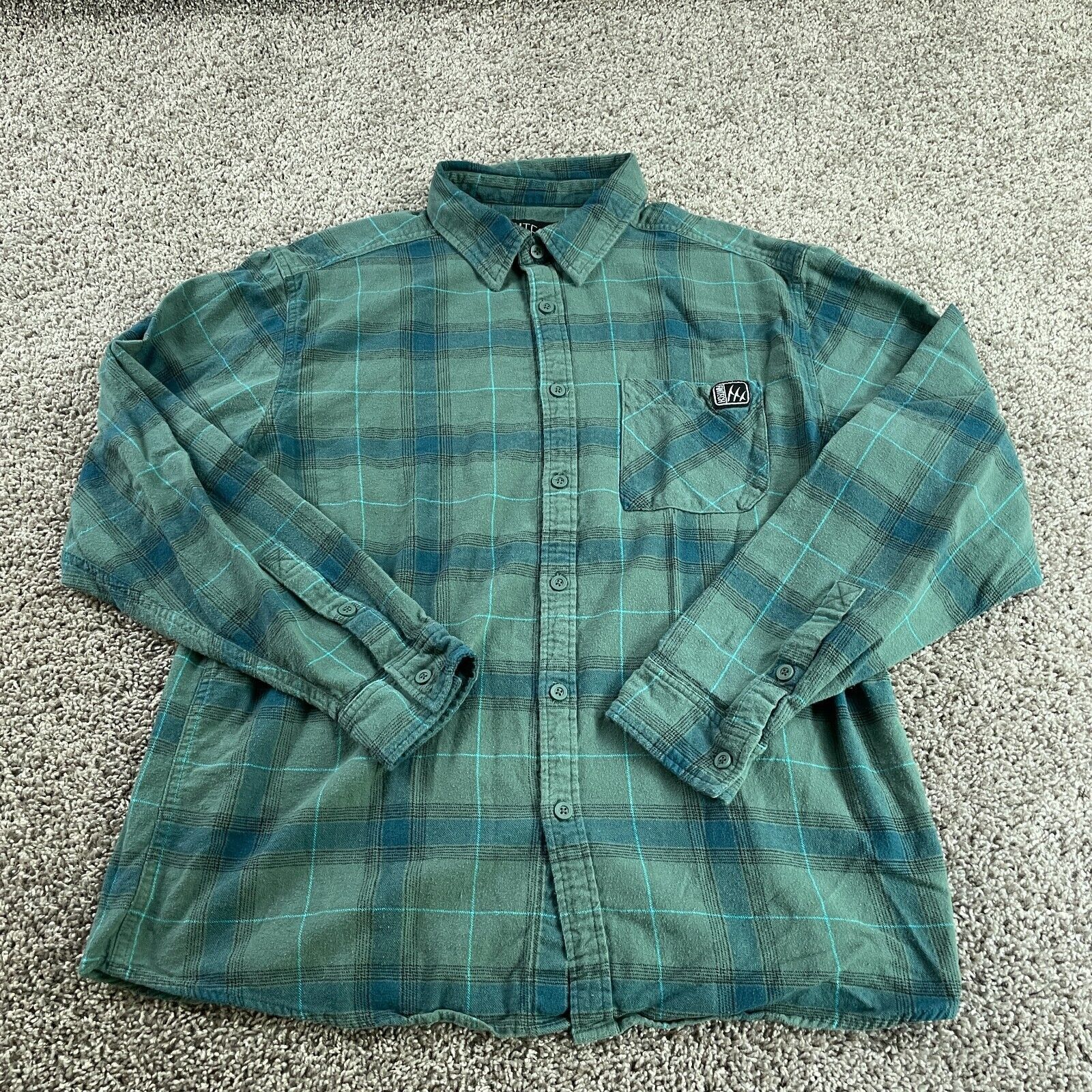 Vintage FINTECH Shirt Mens Extra Large Mid Weight FLANNEL Green Plaid ...