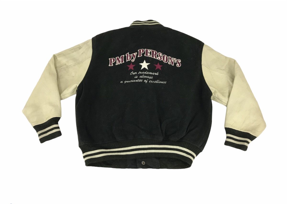 PERSON'S × Vintage 90s PM By Person’s Embroidery Varsity Jacket Leather ...