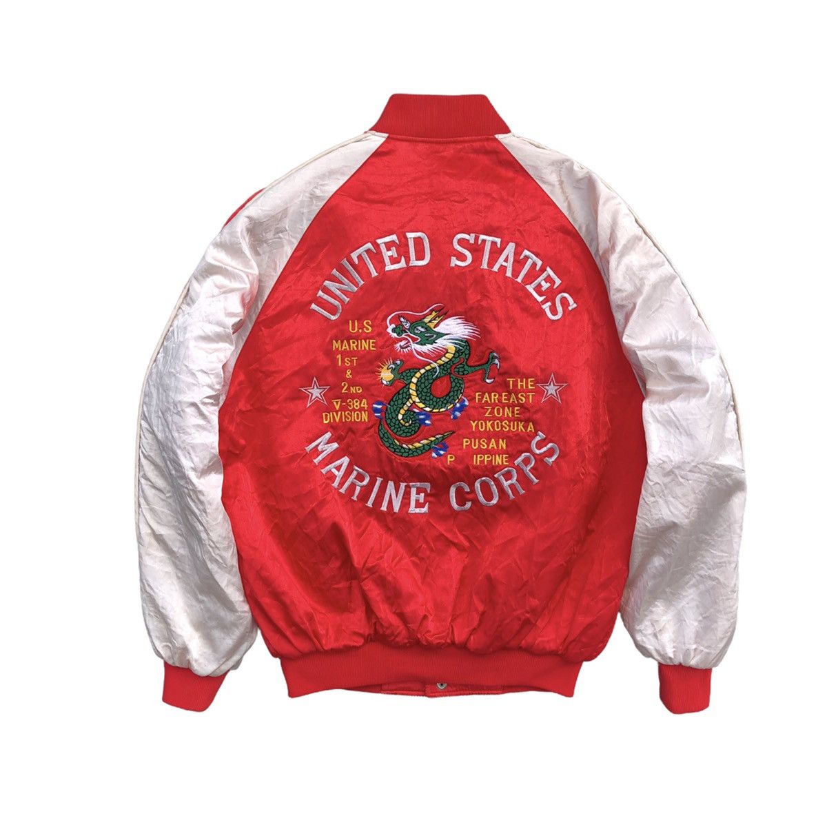 Vintage Vintage USMC Dragon Sukajan Quilted Jacket by Houston | Grailed