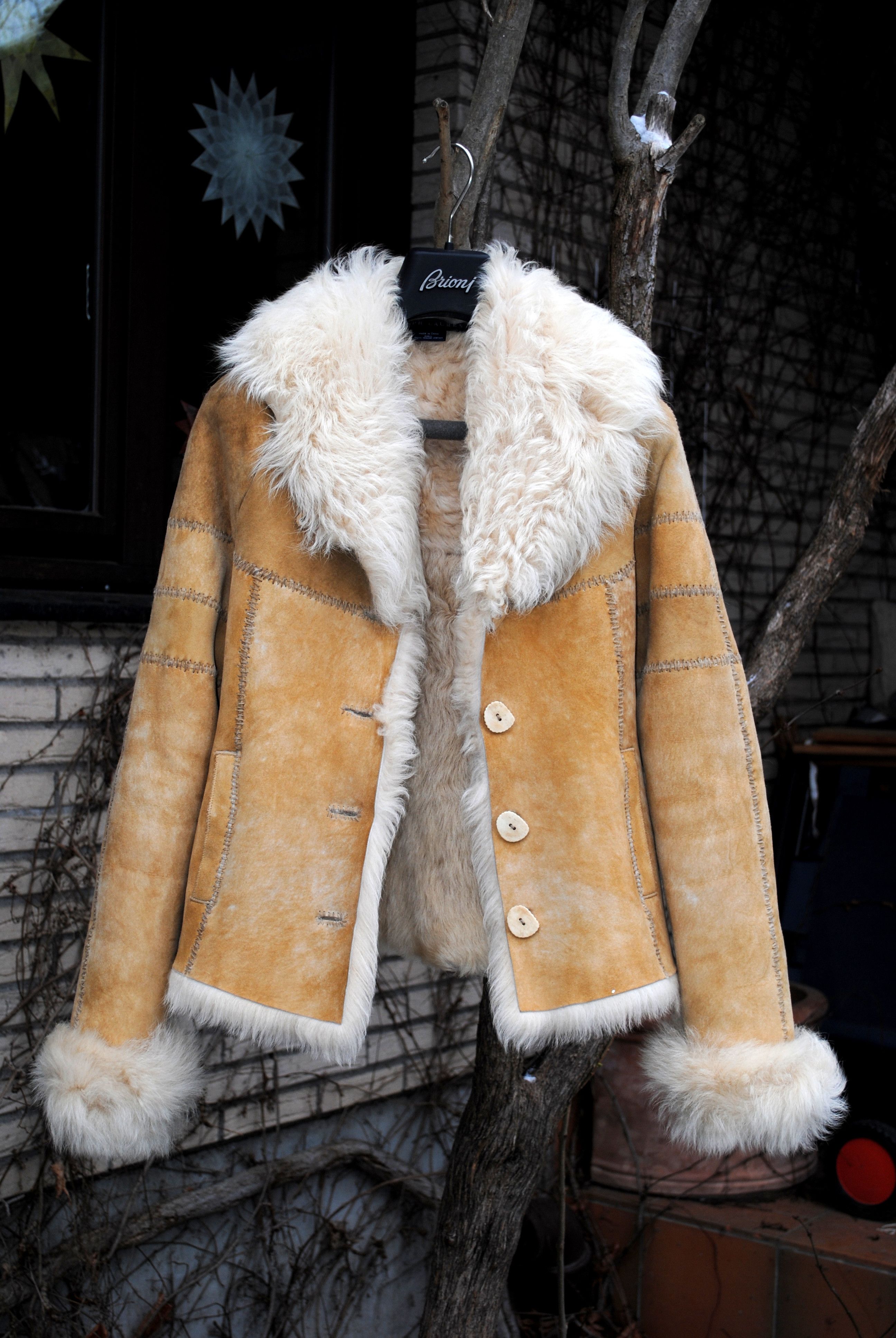 Ralph Lauren Patchwork Shearling Sheepskin Leather Jacket | Grailed