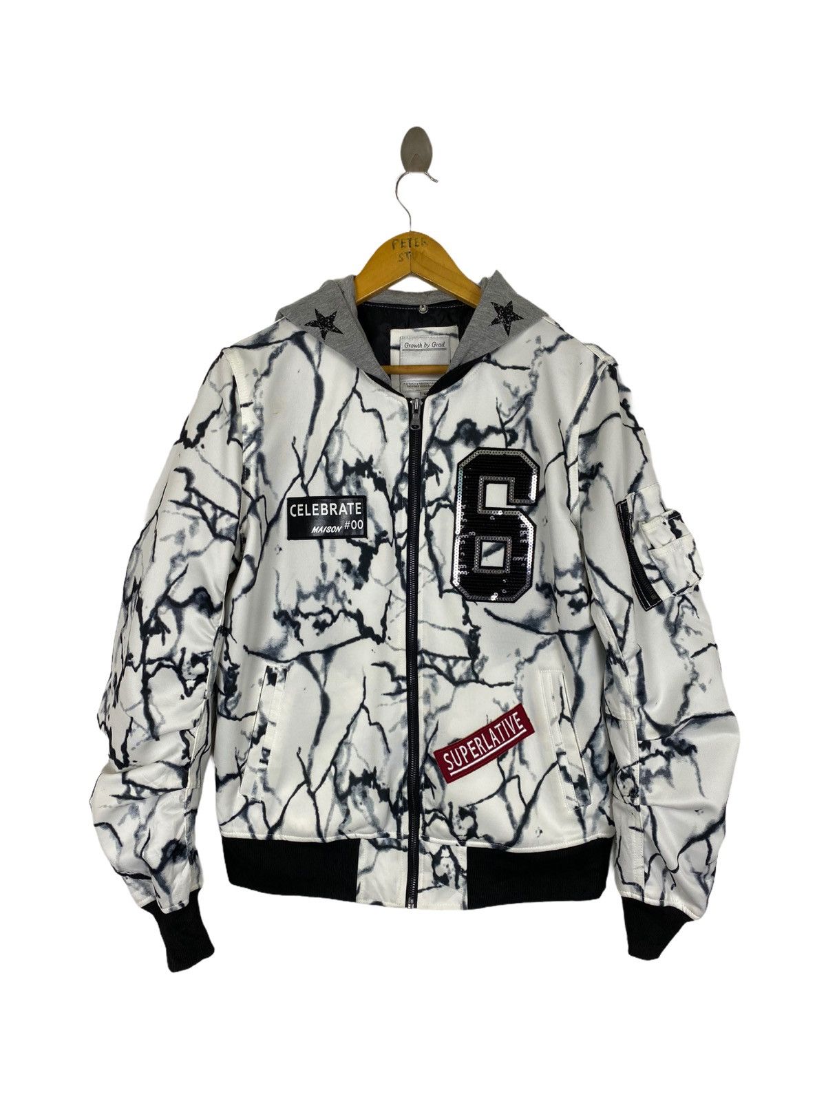 Bomber Jacket × Japanese Brand × Streetwear GROWTH BY GRAIL MARBLE ...