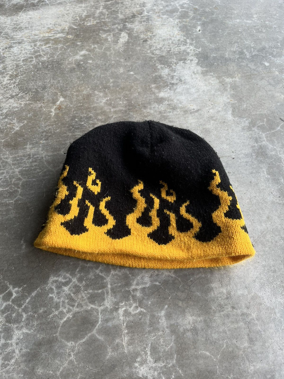 Made In Usa × Vintage Vintage 90’s Flames Wool Beanie | Grailed