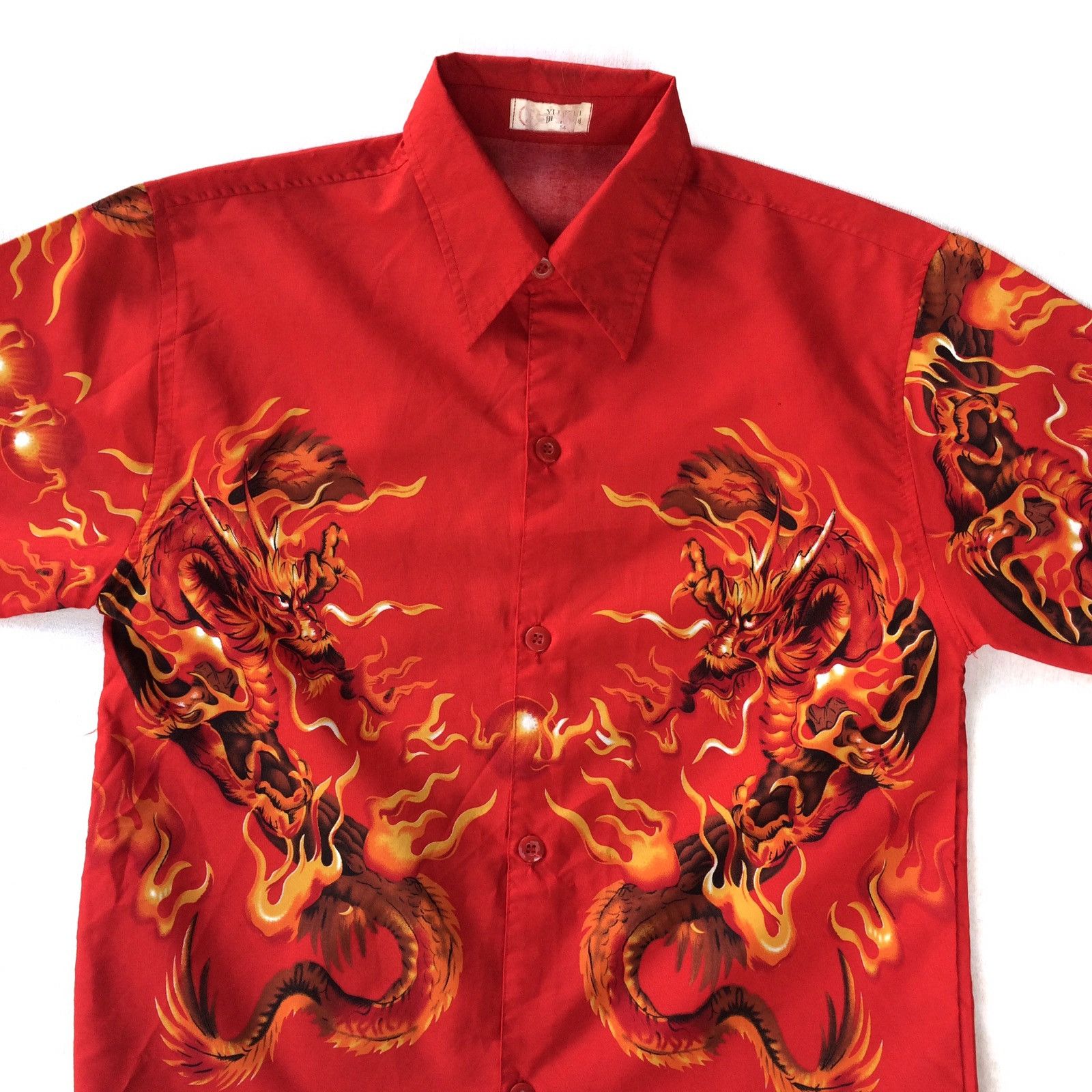 Japanese Brand × Streetwear Japanese Traditional Overprint Dragon Shirt ...