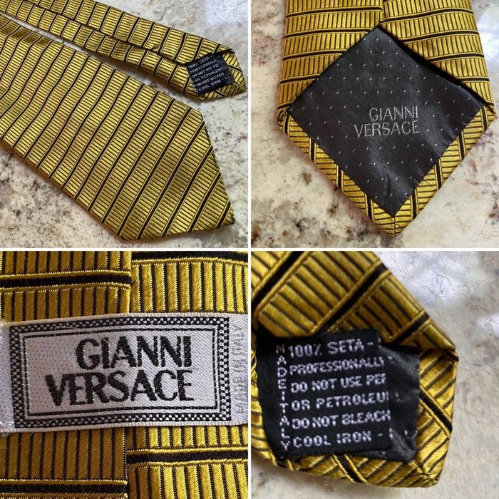 Versace Gianni Versace Vintage 100% Silk tie Black / Gold Italy | Grailed