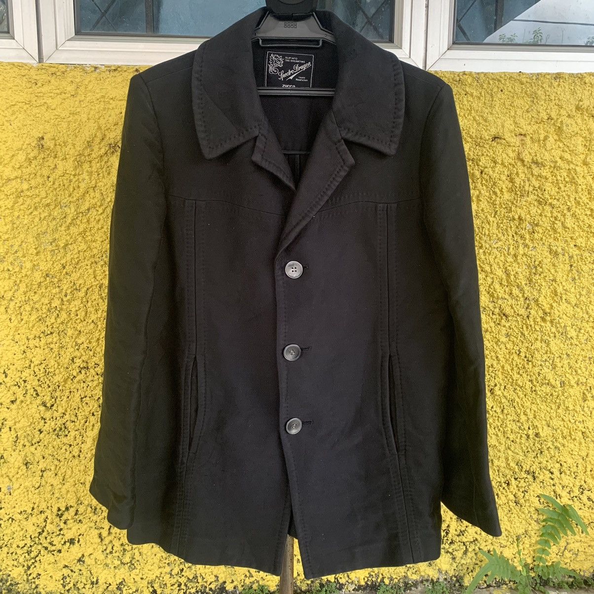 Issey Miyake Zucca black peacoat jacket | Grailed