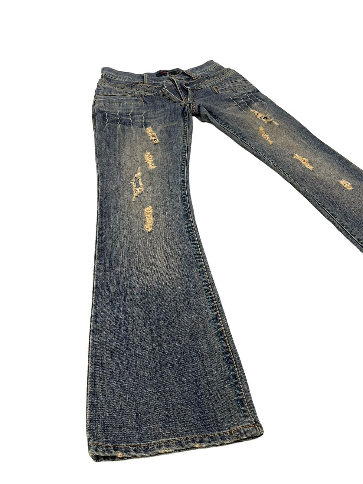 Hype Flare Jeans Double Waist Midas Distress Denim Low Rise 1🟦4 | Grailed