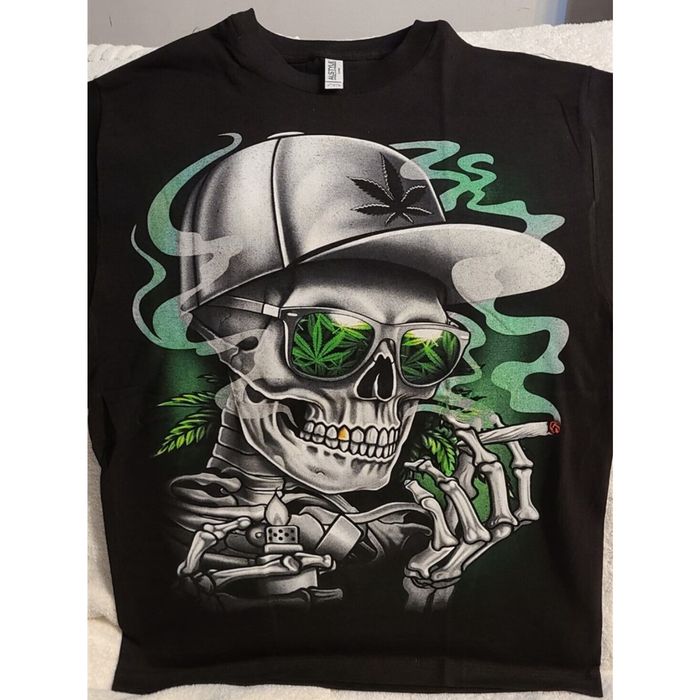 Vintage SKULL SMOKING JOINT MARIJUANA LEAF SUNGLASSES LIGHTER WEED ...