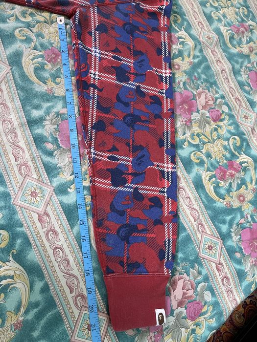 Bape Shark Hoodie Plaid Maroon | Grailed