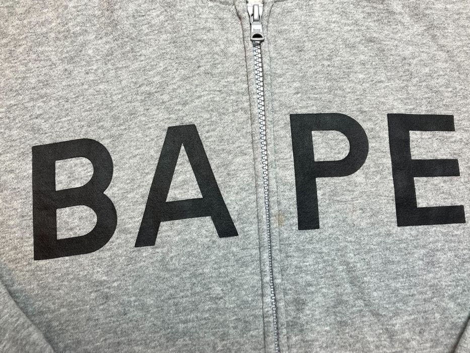 Bape Bape Gray Spell Out Logo Ape Face Black Zip Hoodie Size M | Grailed