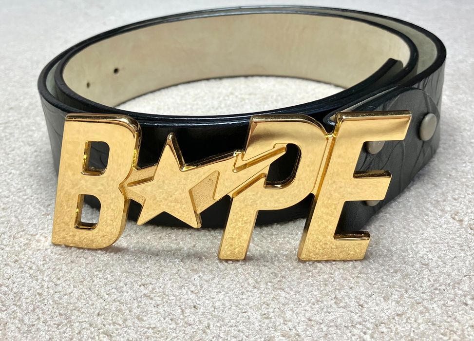 Bape Bape Black Leather Bapesta Logo Size L From Japan | Grailed