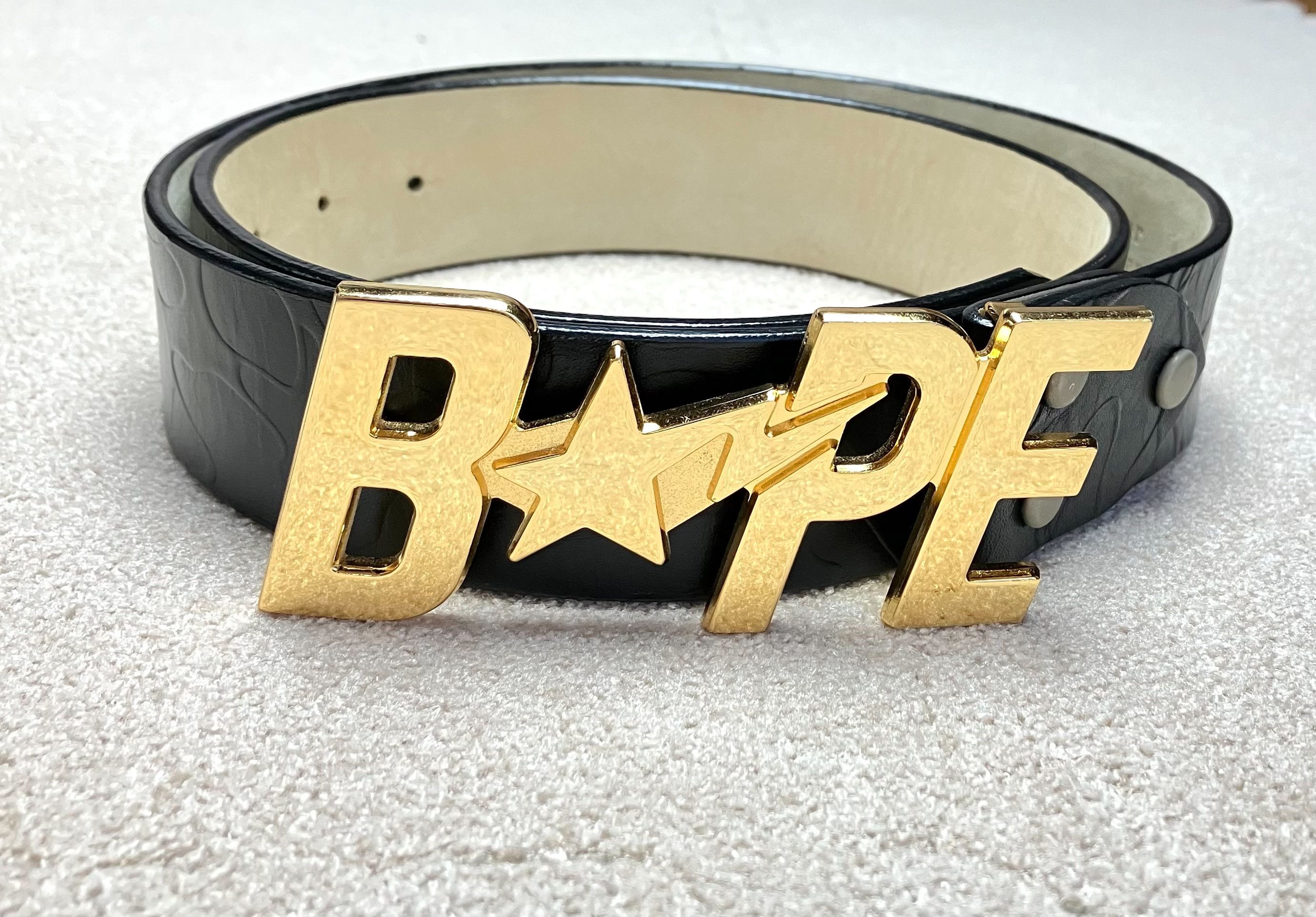 Bape Bape Black Leather Bapesta Logo Size L From Japan | Grailed