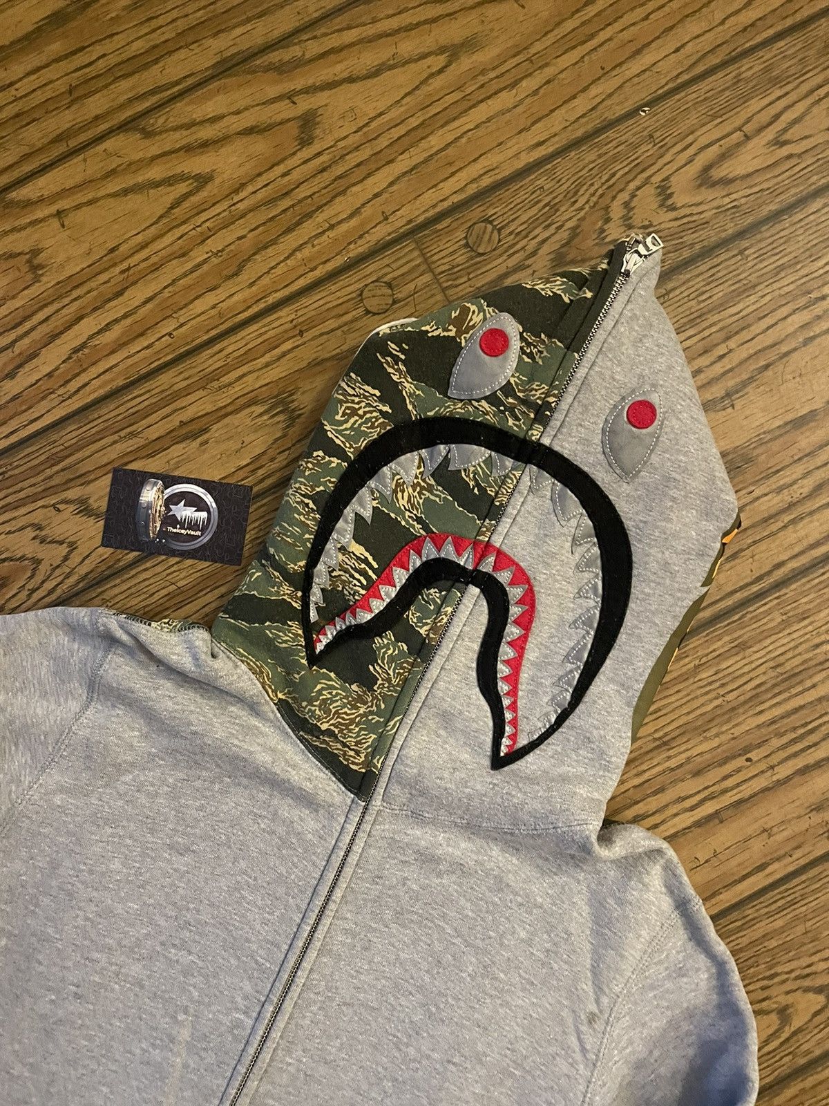 Bape Bape Gray/Green Camo Shark Full Zip Hoodie | Grailed