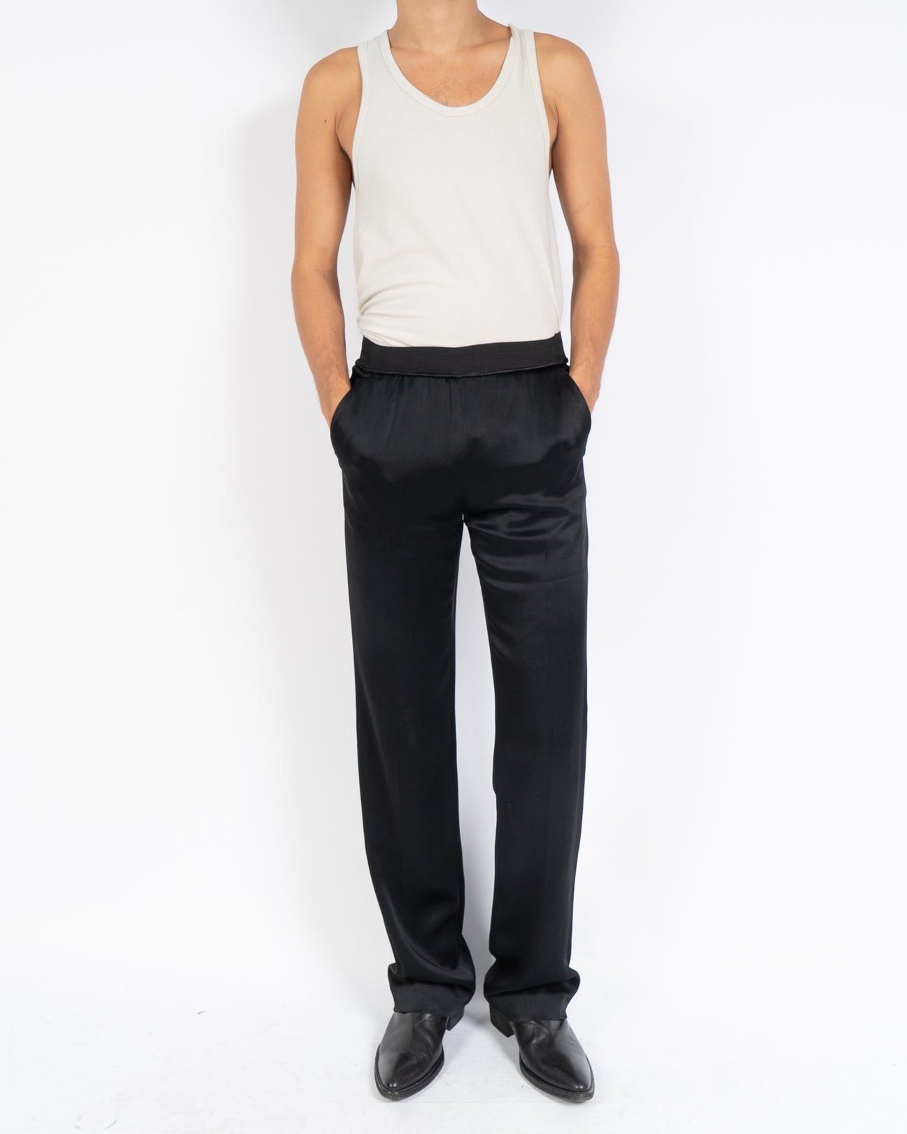 Haider Ackermann SS18 Kuiper Black Satin Trousers Sample | Grailed